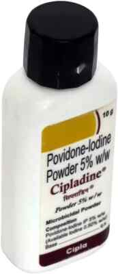 Cipladine Povidone Iodine 5% Microbicidal Powder Skin Infections 10g x ...