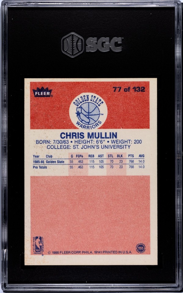 1986-87 Fleer Chris Mullin RC Rookie Card #77 SGC 5 | eBay
