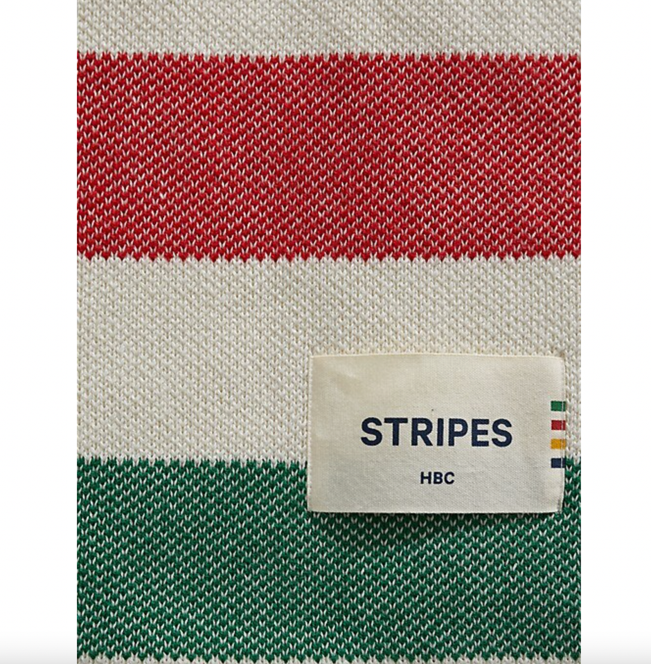 Hudson's Bay HBC Stripes Multistripe Cotton Knit Throw Blanket 63.5"W x ...