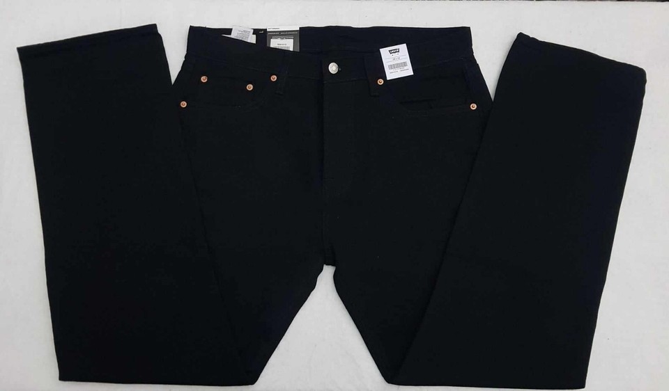 Levis 501 Mens Original Fit Straight Leg Bottoms Jet Black Jeans ...