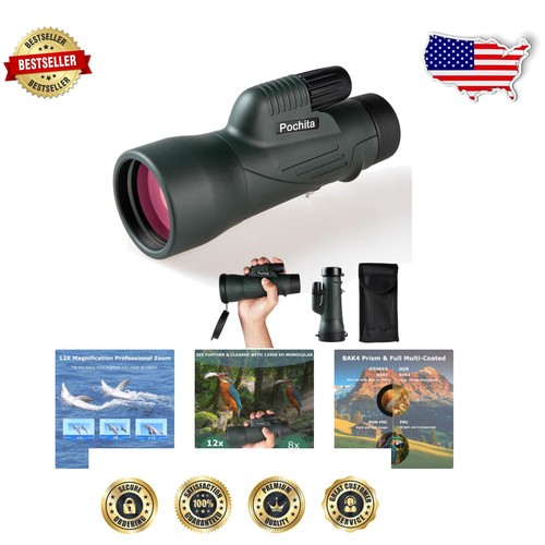 12x Zoom Monocular with Premium Prism & Fully Multi-Coated Lens for ...