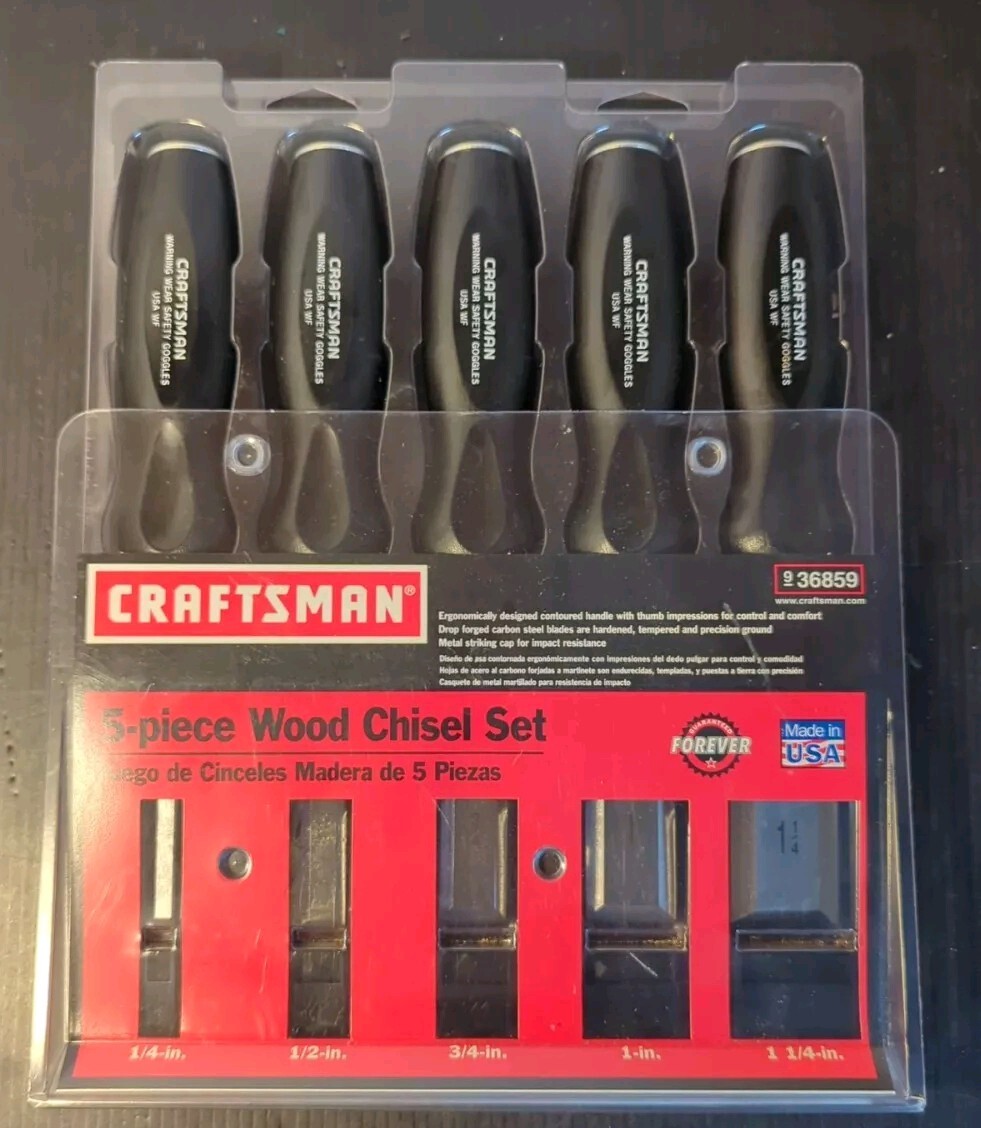 Craftsman Wood Chisel Set 1/4 1/2 3/4 1" 1-1/4" Made in USA 5 pcs ...