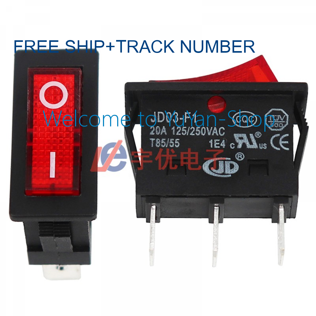 2pcs NEW JD JD03-F1 20A 3 pins 2 Positions Rocker Switch with lamp # ...