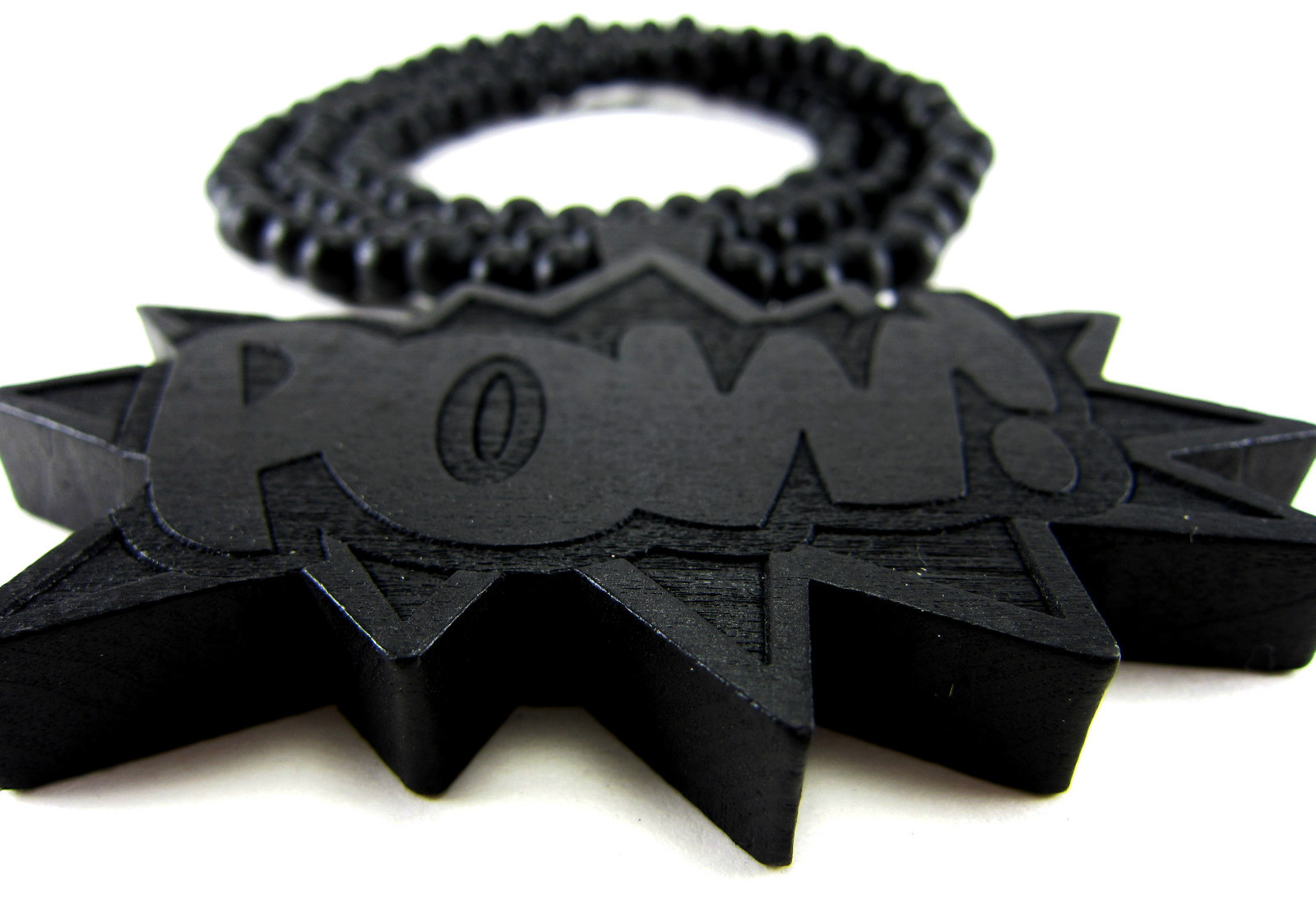 Wooden POW Pendant Piece 36" Chain Necklace Good Quality Wood Chris ...