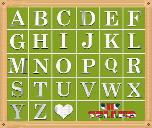 26 Alphabet Letters Mirror Wall Sticker Mirror Effect Art Decor Acrylic ...