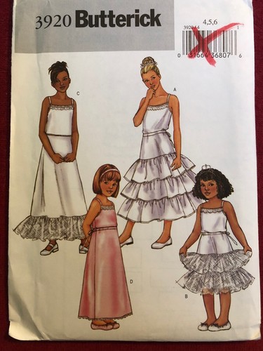 🌹 BUTTERICK #3920 - GIRLS CAMISOLE - TIERED PETTICOAT - SLIP PATTERN 4 ...