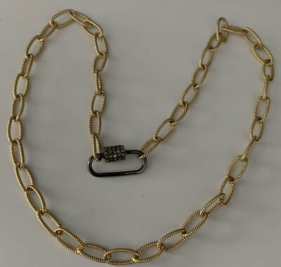 Goldfilled Paper Clip Necklace WITH Diamond Carabiner clasp | eBay