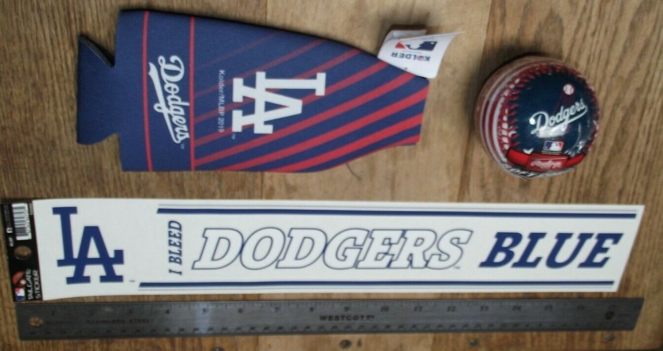 Lot of 3 NEW L A Dodgers Items Soft Core Baseball Bottle Kolder ...
