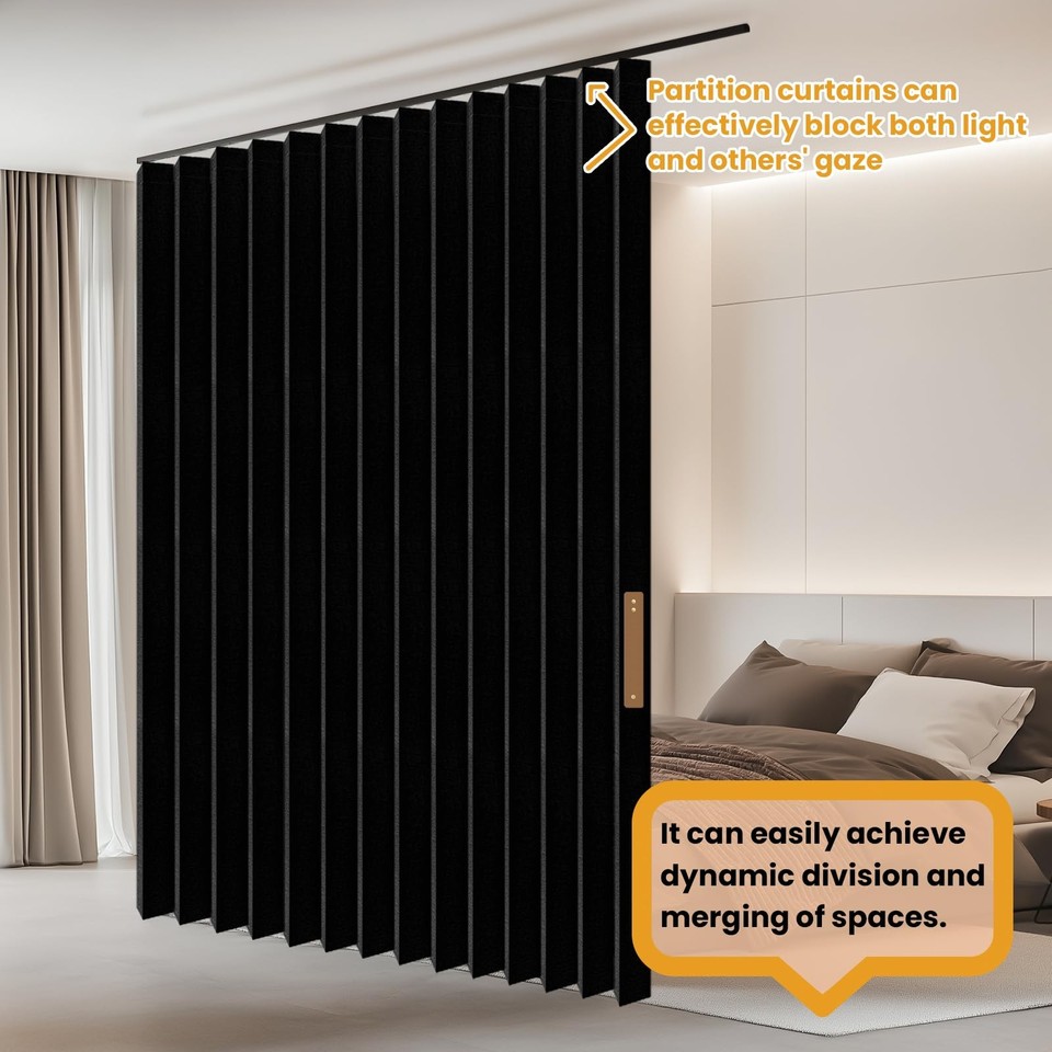 Accordion-Style Room Divider with Ceiling Track Foldable Partition ...