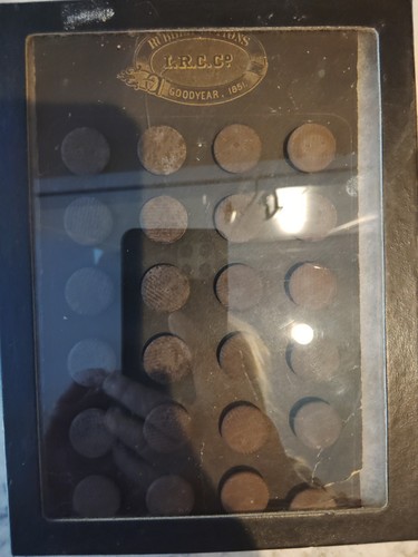 Antique 1851 GOODYEAR I.R.C. Co. Rubber Buttons 24- In Glass Case ...