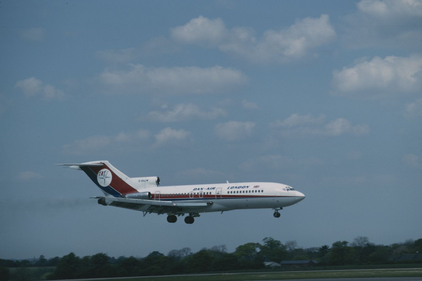 Original 35mm colour slide of Dan-Air London 727-46 G-BAJW at MAN in ...