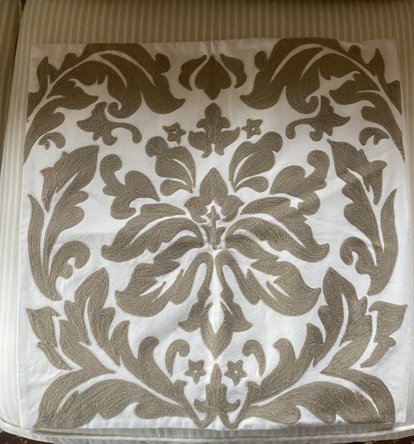 Pottery Barn Pillow Cover 20” X 20” Crewel Embroidered | eBay