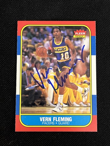 VERN FLEMING 1986-87 FLEER SIGNED AUTOGRAPHED CARD #33 INDIANA PACERS ...