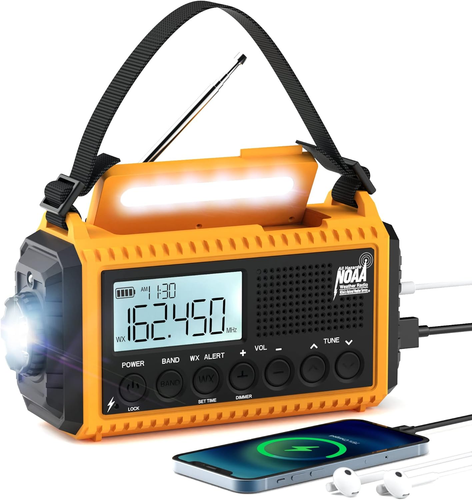 Auto NOAA Emergency Weather Radio, Solar Hand Crank Radio,Portable ...