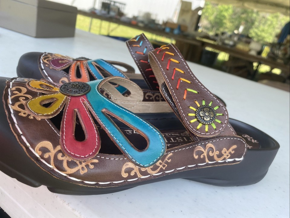 NWOB Spring Step by L'ARTISTE Blue "Copa" Flat Clog Sandal EU40 or US8 ...