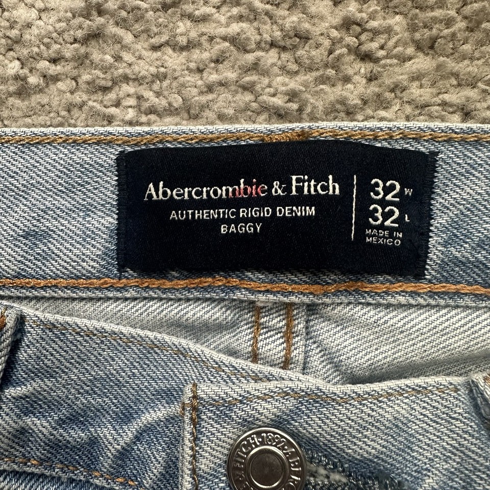 Abercrombie And Fitch Rigid Denim Light Blue Baggy Wide Leg Men’s Size ...
