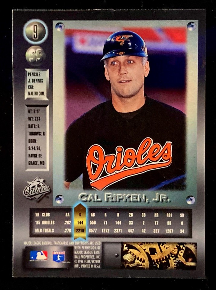 1996 FLEER METAL UNIVERSE BASEBALL CAL RIPKEN JR CARD BALTIMORE ORIOLES ...