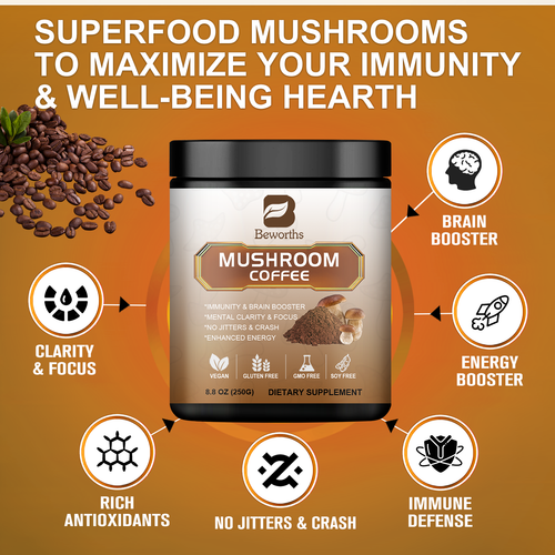 Mushroom Coffee-Organic Coffee Supplement - Boost Energy 70g/120g/250g ...