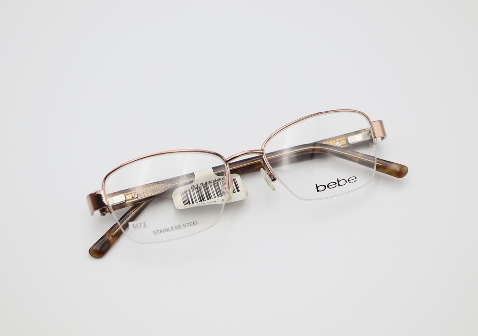 BEBE TOUGH COOKIE BB5127 708 Rose Gold 51-17-140 Half Rim Frames Flex ...