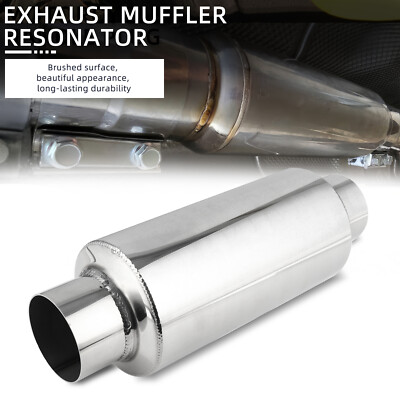 3'' Inlet/Outlet 12" Length Muffler Resonator Exhaust Quiet Deep Tone ...