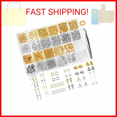 Earring Making Supplies Kit, Caffox 2900pcs Earring Hardware Pieces ...