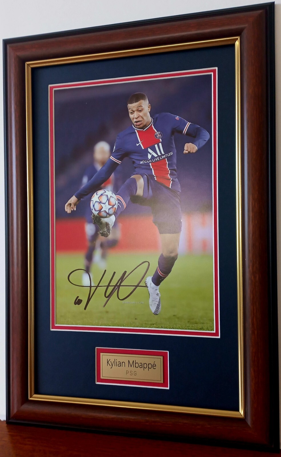 Kylian Mbappé PSG Signed Action Photo Print Framed Soccer Memorabilia ...
