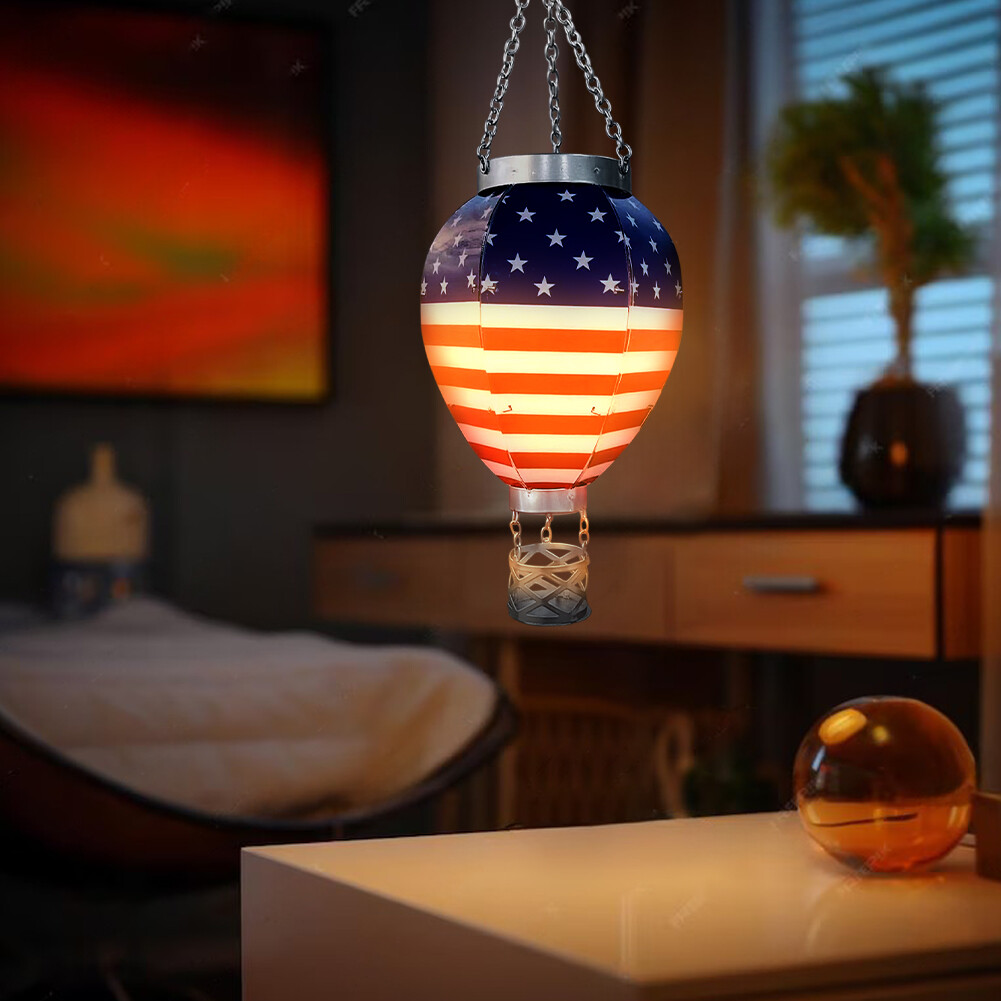 Yard Waterproof With Flame Landscape Solar Hot Air Balloon Lantern Auto ...