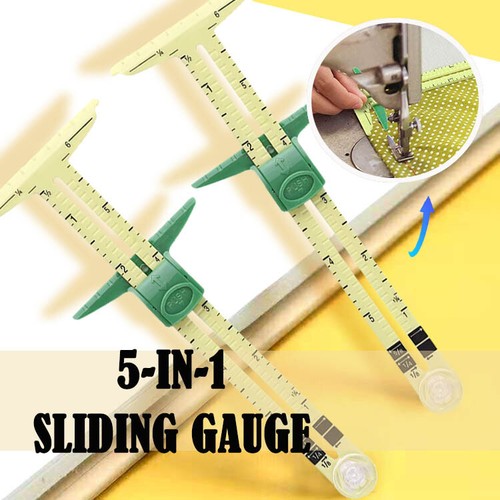 5-in-1 Sliding Gauge with No-Hassle Triangles Gauge Sewing Measuring ...