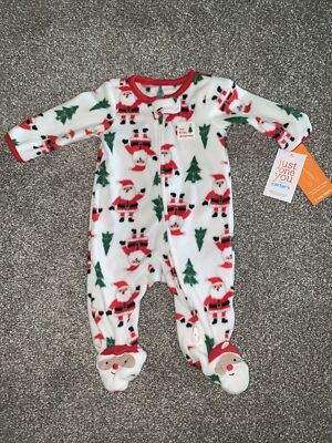 NWT Infant Baby Boys Girls Unisex My First Christmas Santa Sleeper Size ...