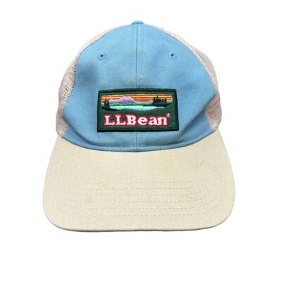 L.L.Bean Blue Mesh Back Snapback Trucker Hat Unisex Rainbow Logo ...