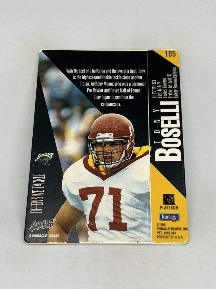 1995 Action Packed Tony Boselli #105 Rookie RC Jaguars Sku 3913 | eBay