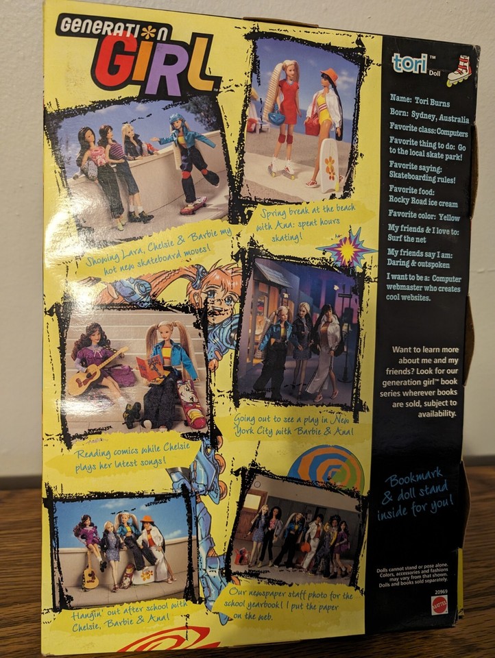 Y2K Barbie Generation Girl Tori Doll Skateboard & Accessories 1998 ...