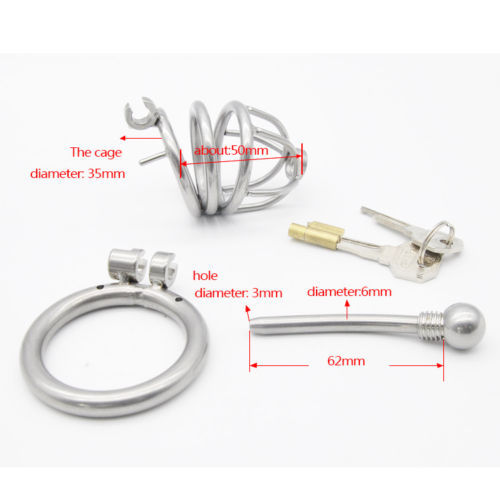 Stainless Steel Male Chastity Cage Device Men Standard Metal Locking ...