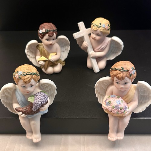 Set of 4 Four Seasons Cherubs Home Interiors Shelf Sitters Figurines ...