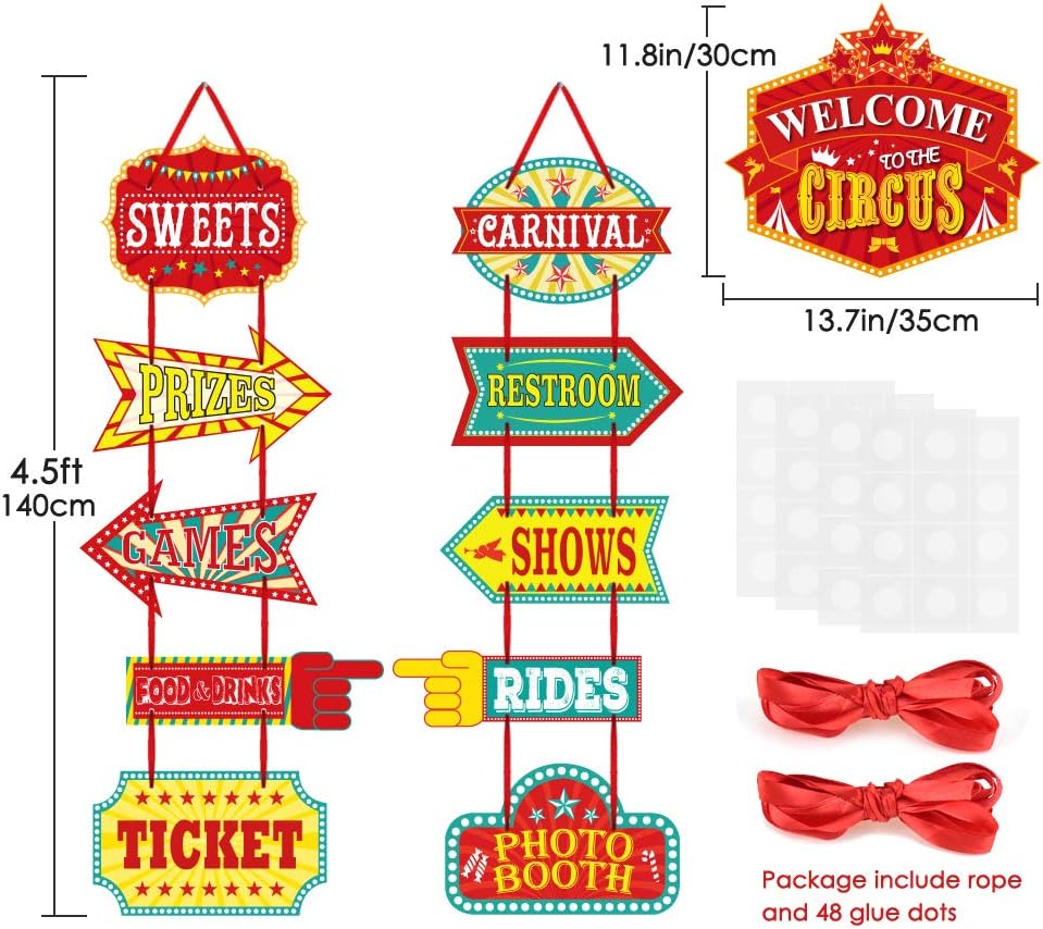 Carnival Decorations, 11 Pcs Large Circus Carnival Signs Circus Theme ...