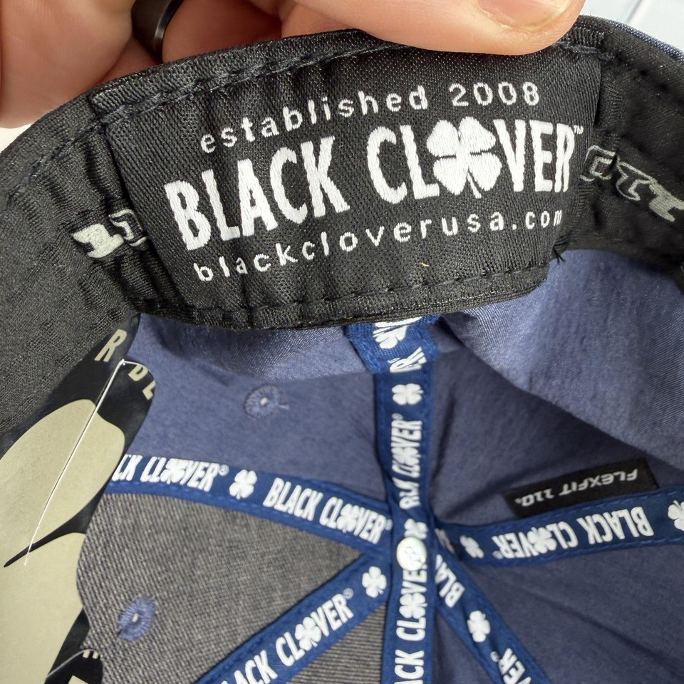 Black Clover Hat Cap Snap Back Blue 110 Flexfit One Size Clover Patch ...