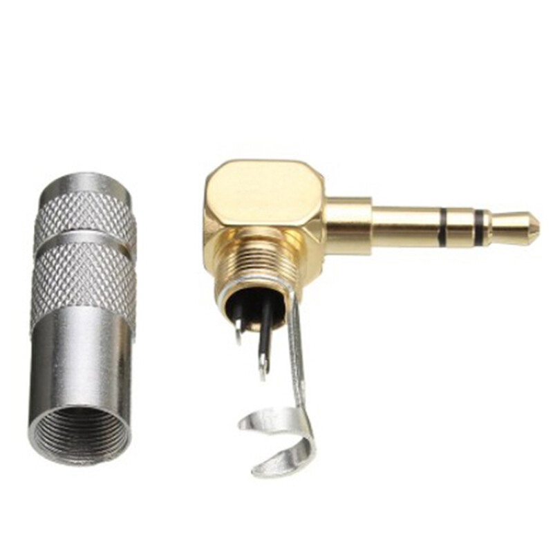 3.5mm Stereo 3 Pole Male Plug 90 degree Audio Connector Solder Adapter ...