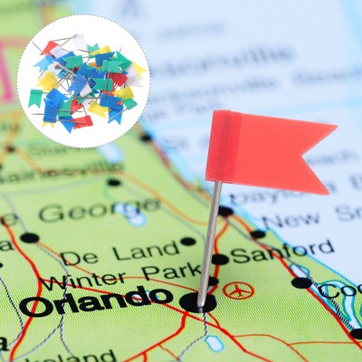 100 Pcs Metal Thumbtack Travel World Map Cork Pin Marking Thumbtacks ...