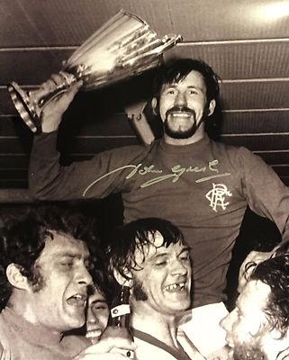 JOHN GREIG SIGNED GLASGOW RANGERS 1972 EUROPEAN FOOTBALL PHOTO WITH ...