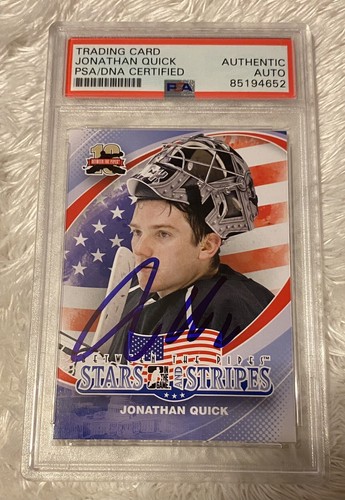JONATHAN QUICK SIGNED STARS AND STRIPES RC #164 PSA AUTO NY RANGERS USA ...