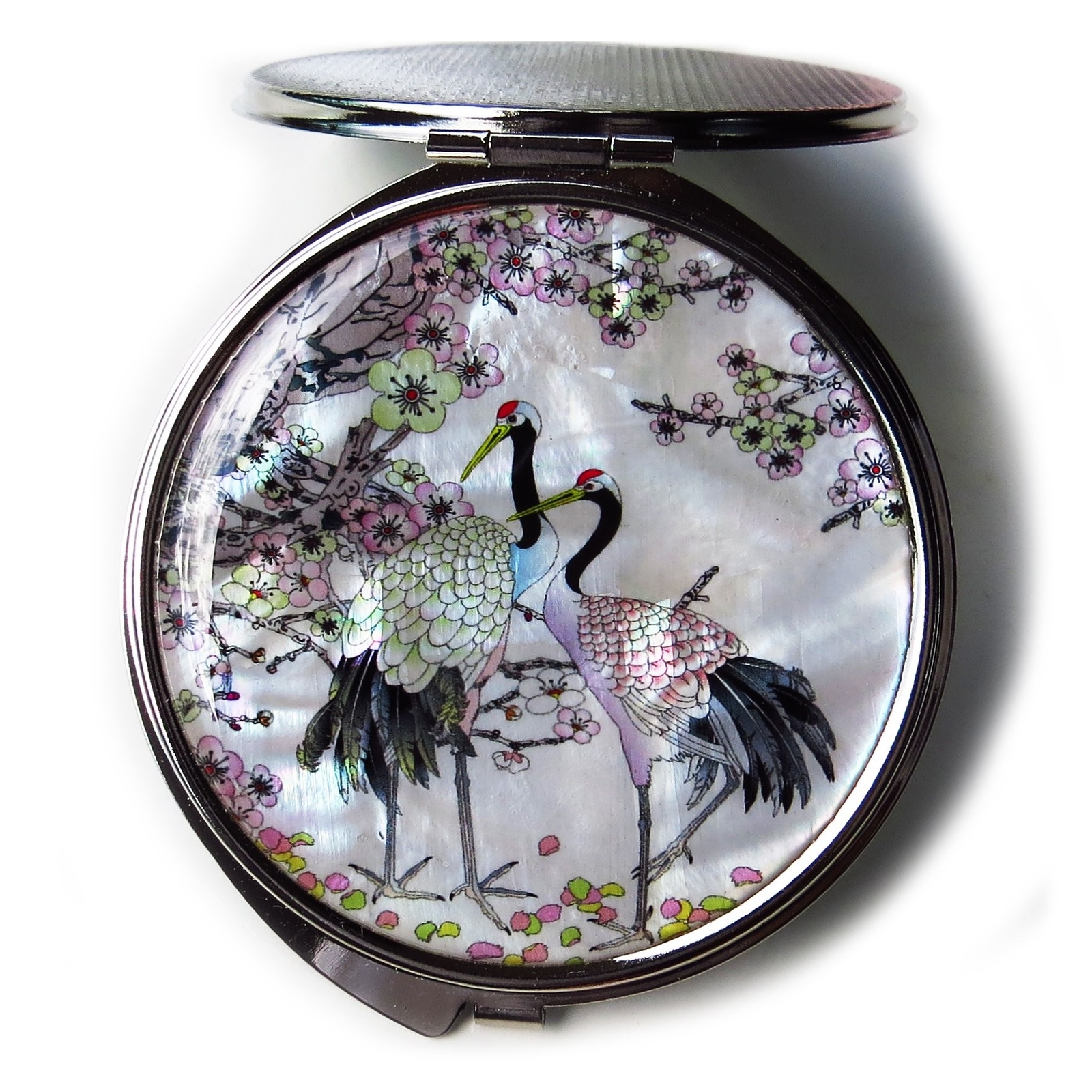 MADDesign Mother of Pearl Compact Mirror Round Double Sided Folding Magnify C... | eBay