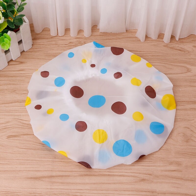 Waterproof Shower Cap Bath Plastic Hat Elastic Bathing Hair Headwear ...