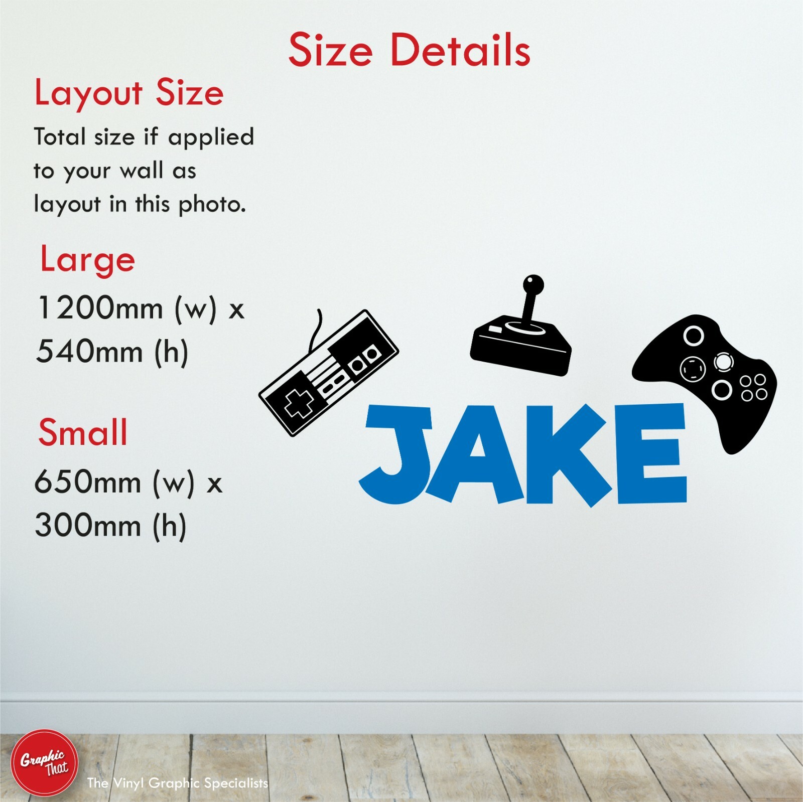 Personalised Name Wall Art Sticker Gaming Gamer Boys Kids Bedroom Vinyl ...