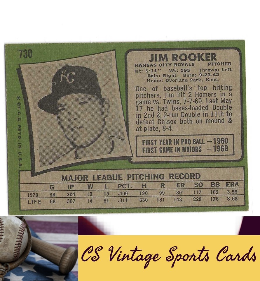 1971 Topps #730 Jim Rooker | eBay