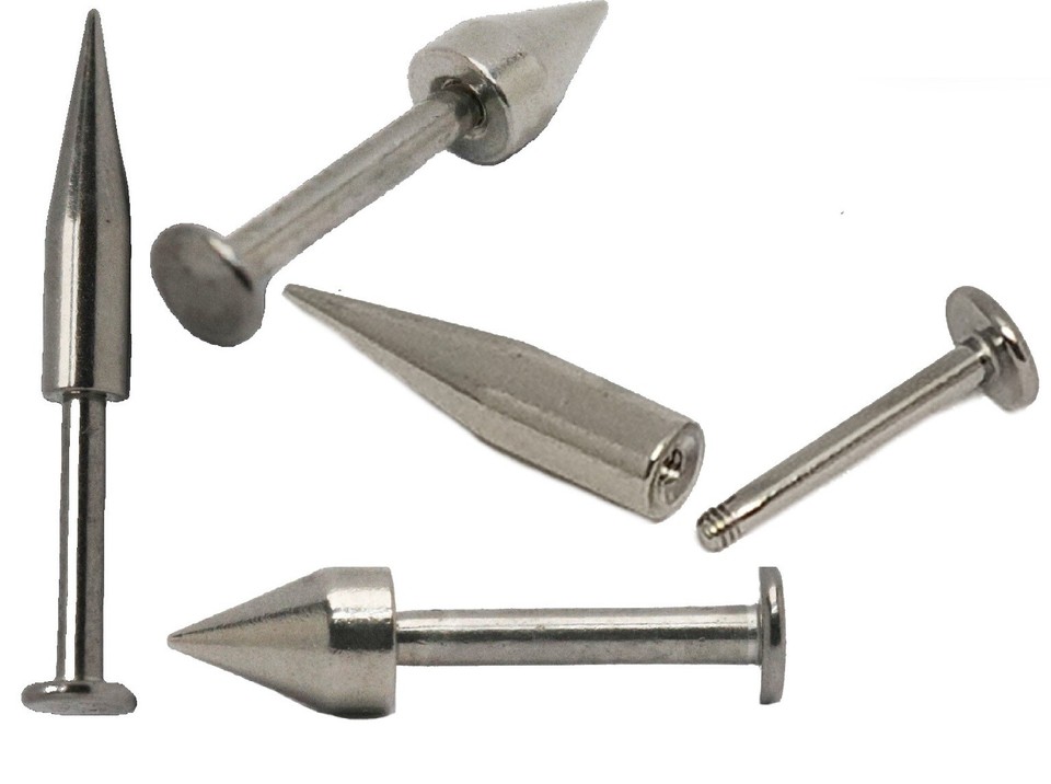 LONG CONE LABRET SPIKE CHIN LIP EAR LABRET MONROE STUD STUDS BAR TAPER ...