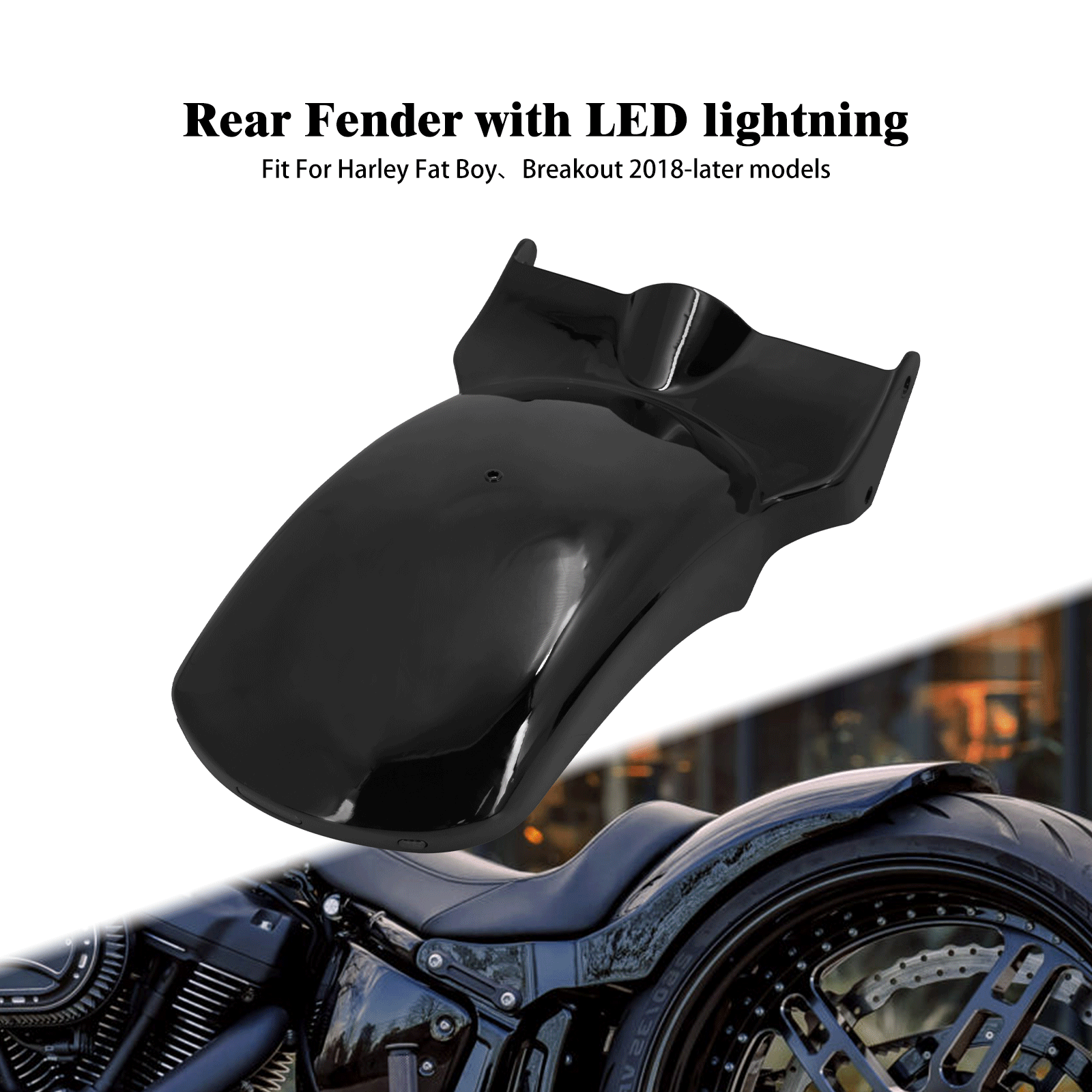 Rear Motorcycle Short Fender w/ LED Lights Turn Signal Fit For Harley ...