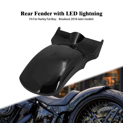 Rear Motorcycle Short Fender w/ LED Lights Turn Signal Fit For Harley ...