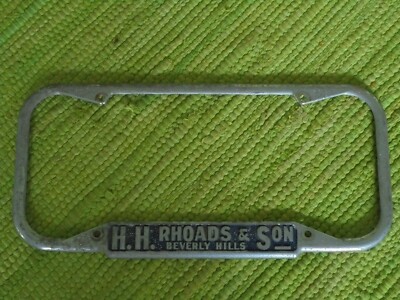 Vtg HH Rhoads Chevy Corvette Dealer LICENSE PLATE FRAME Beverly Hills ...
