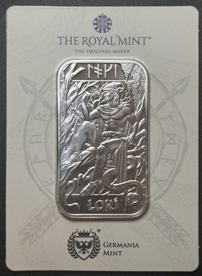 1oz Germania & Royal Mint Norse Gods Loki .9999 Silver Bar in Assay ...