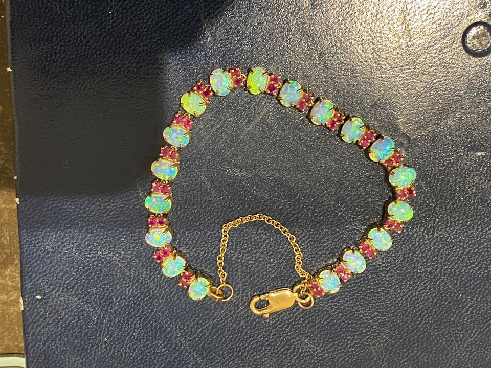 SUPERB VINTAGE 9CT GOLD OPAL & RUBY BRACELET | eBay